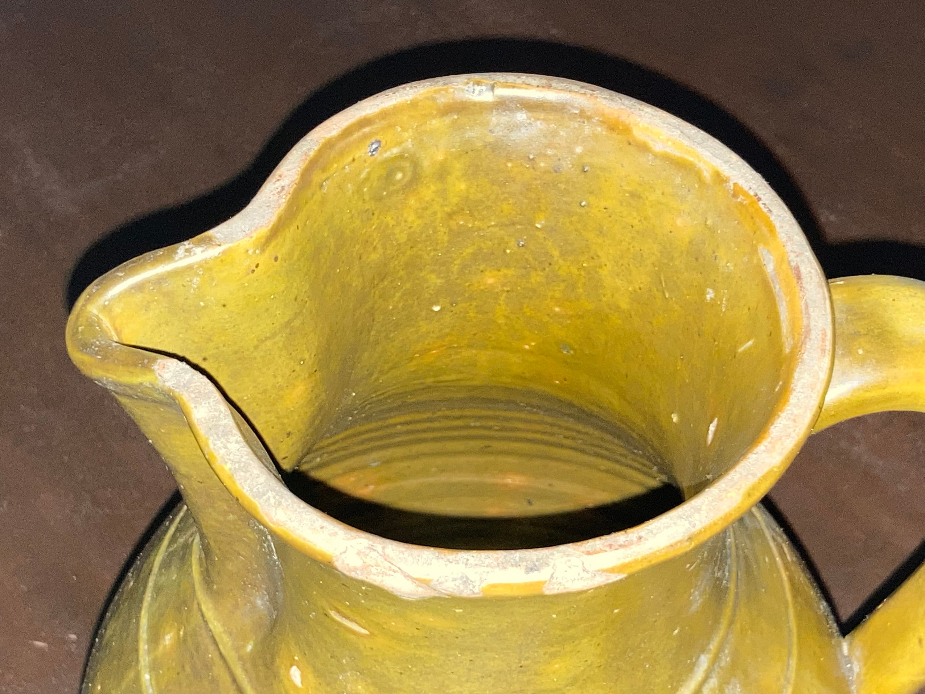 Antique Country Primitive Folk Pottery Mottled Redware Pitcher, 19th ...