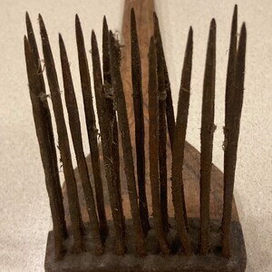 Antique Carved Wooden Flax Wool Carding Comb Heckle, Hetchel, Primitive ...