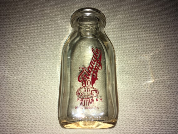Vintage Glass Milk Bottle: Triangle Dairy Fulton NY Third - Etsy