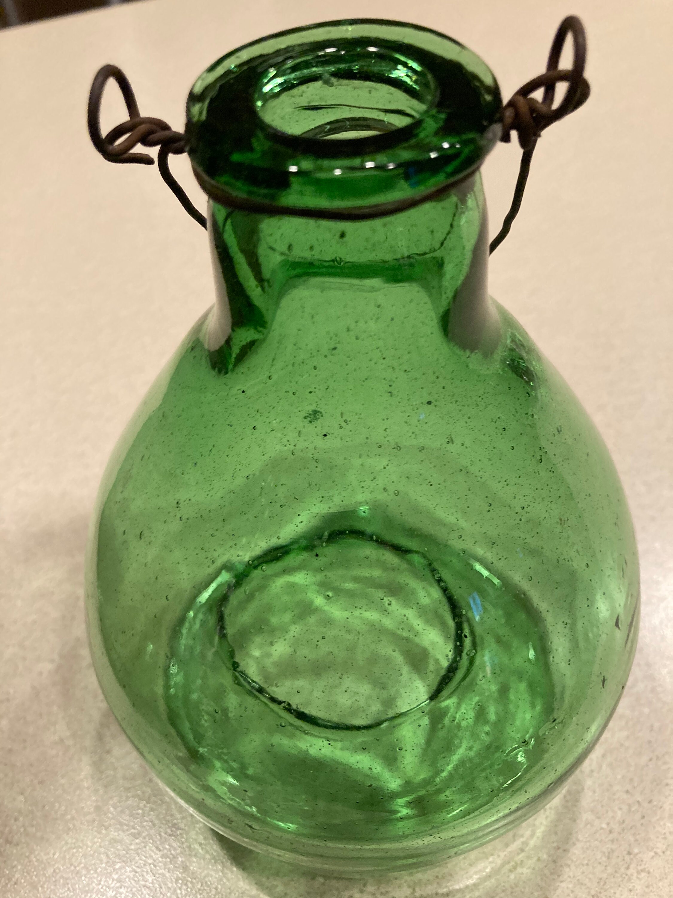 Vintage Green Depression Glass Bug Catcher, Fly Trap