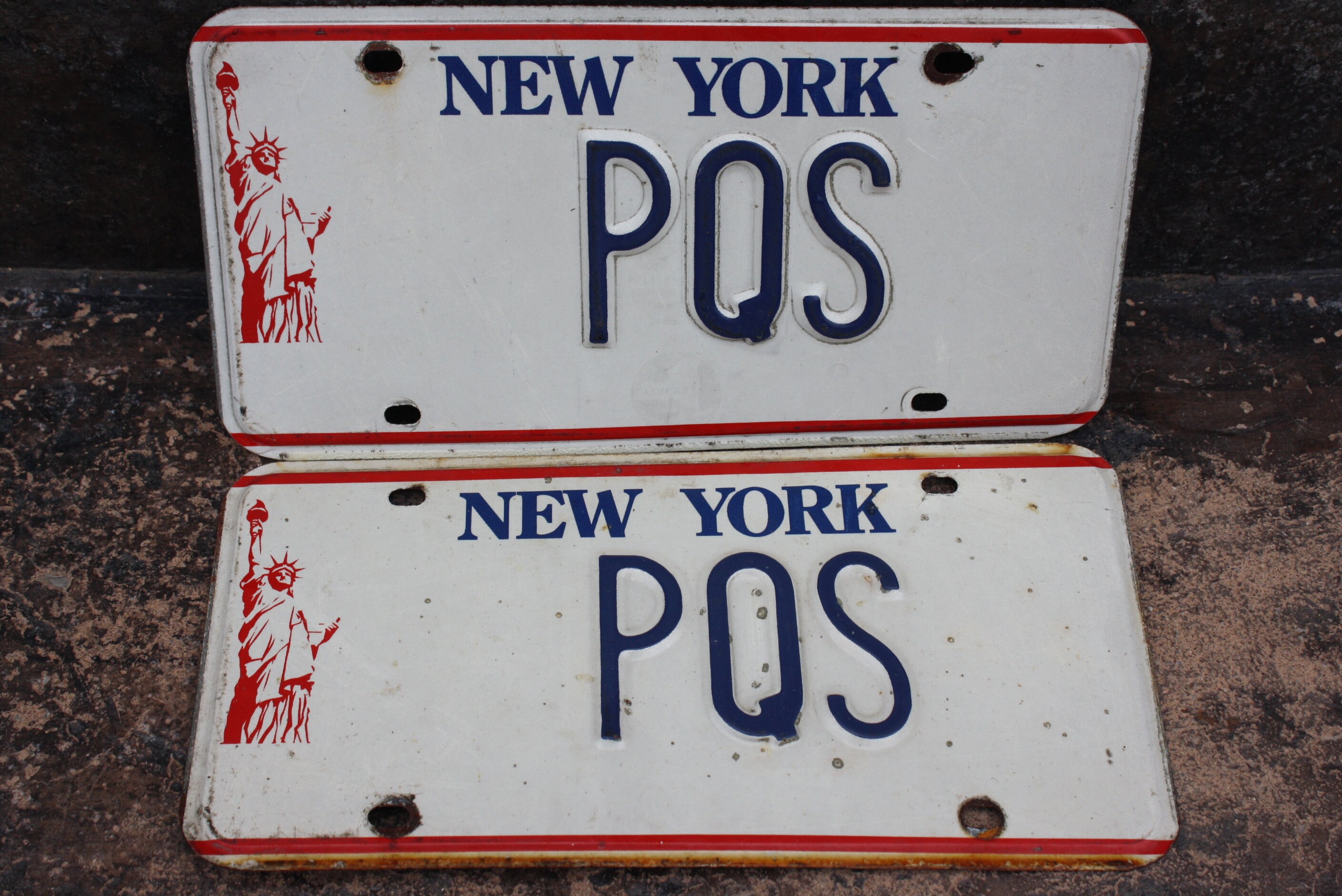 Original Vintage New York Liberty Vanity License Plates PQS