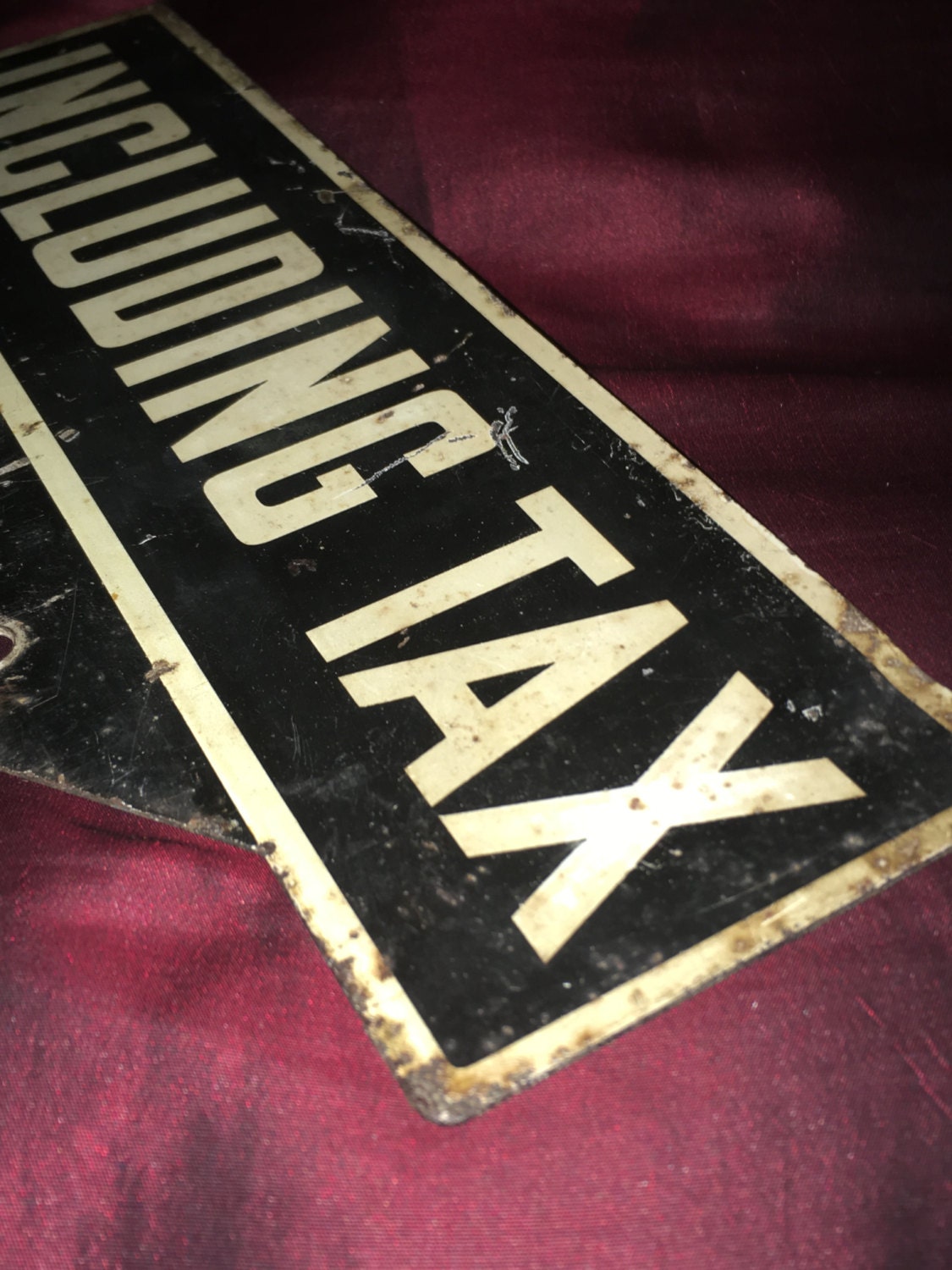 Vintage Metal Cash Register Sign: TAX INCLUDED; Two Sided, Store ...
