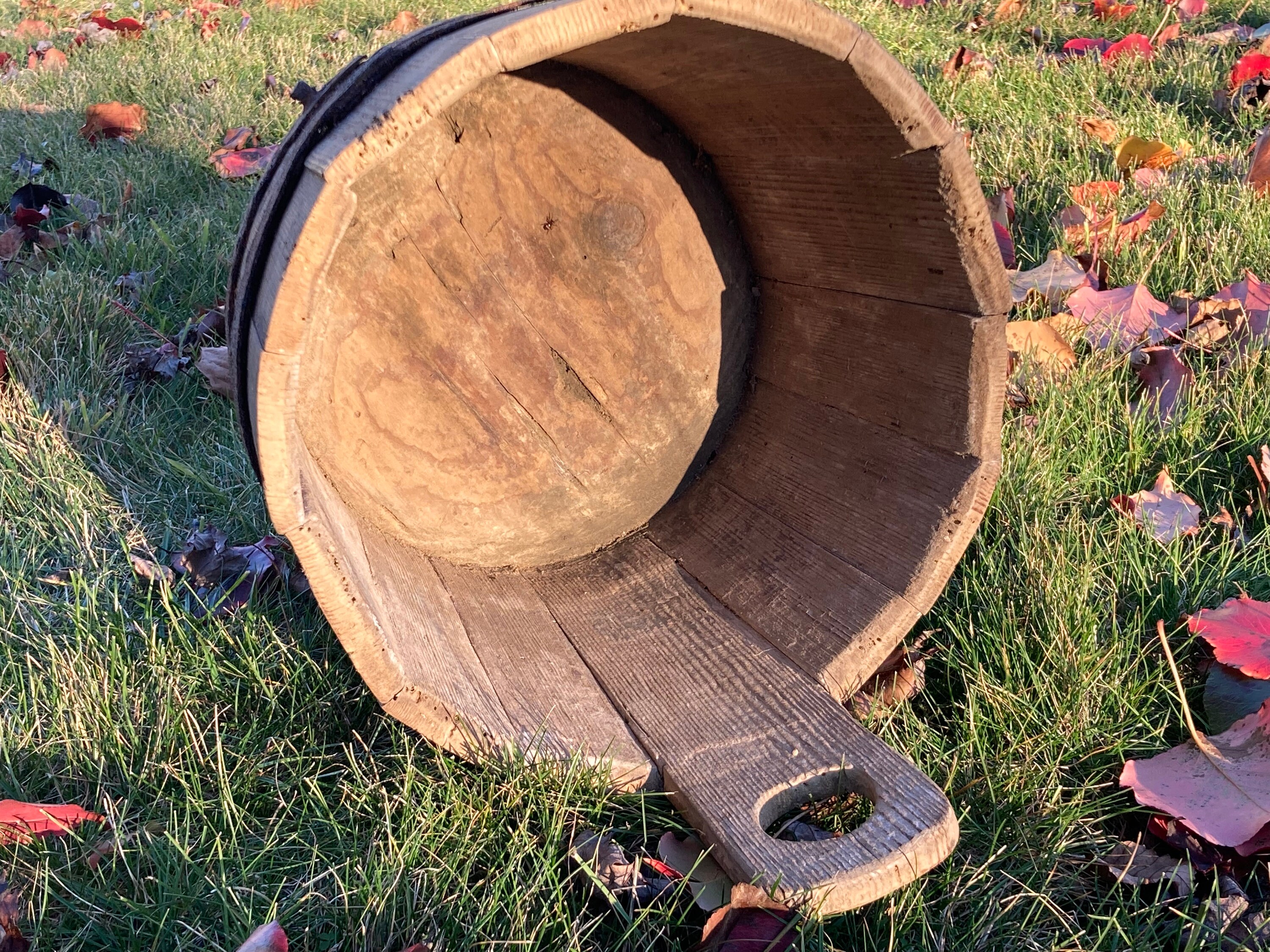 Antique Country Primitive Staved Wooden Piggin Bucket, Original Dark ...