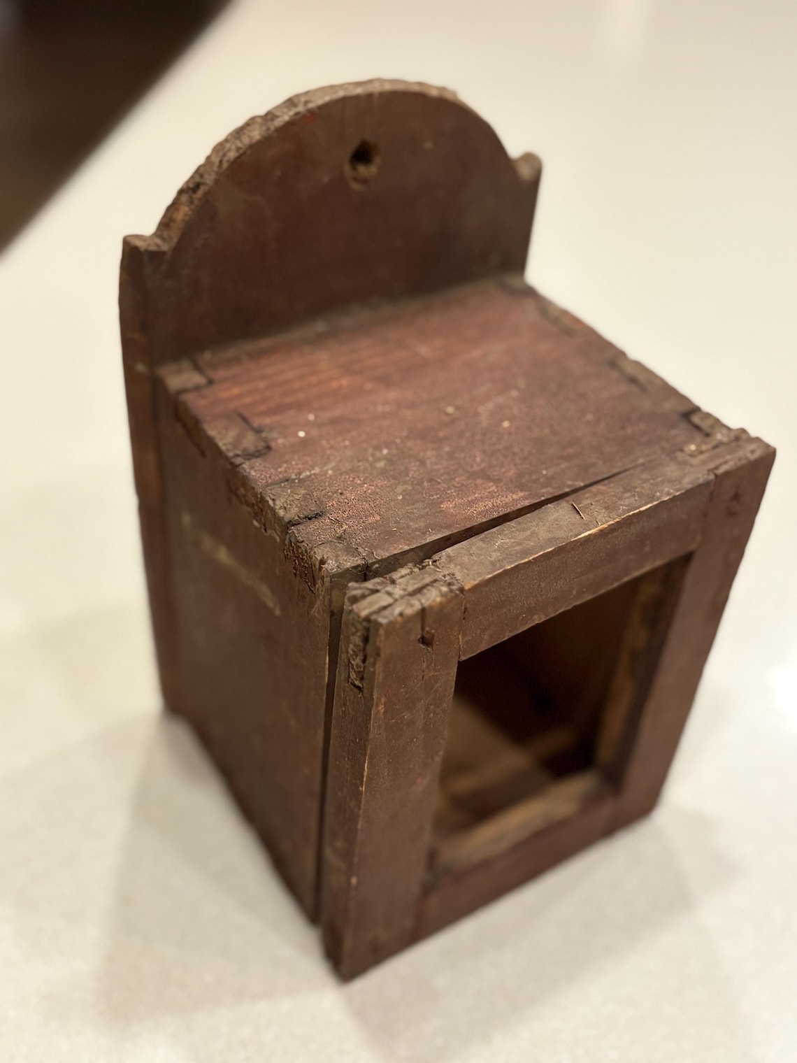Antique Country Primitive Wooden Clock Box With Old Paint; Hanging Wall ...