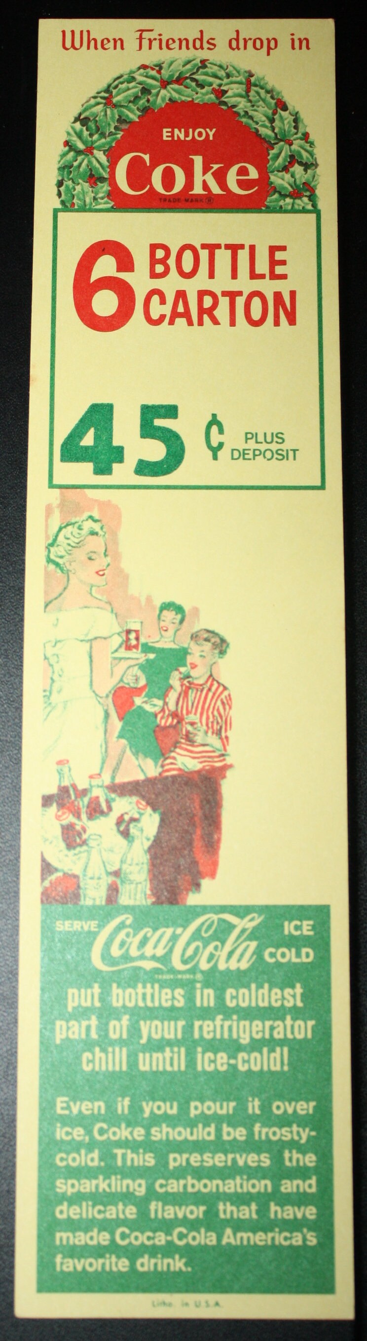 Vintage Late 1950s Coca Cola Carton Advertising Insert; NOS Coke 6 Pack ...