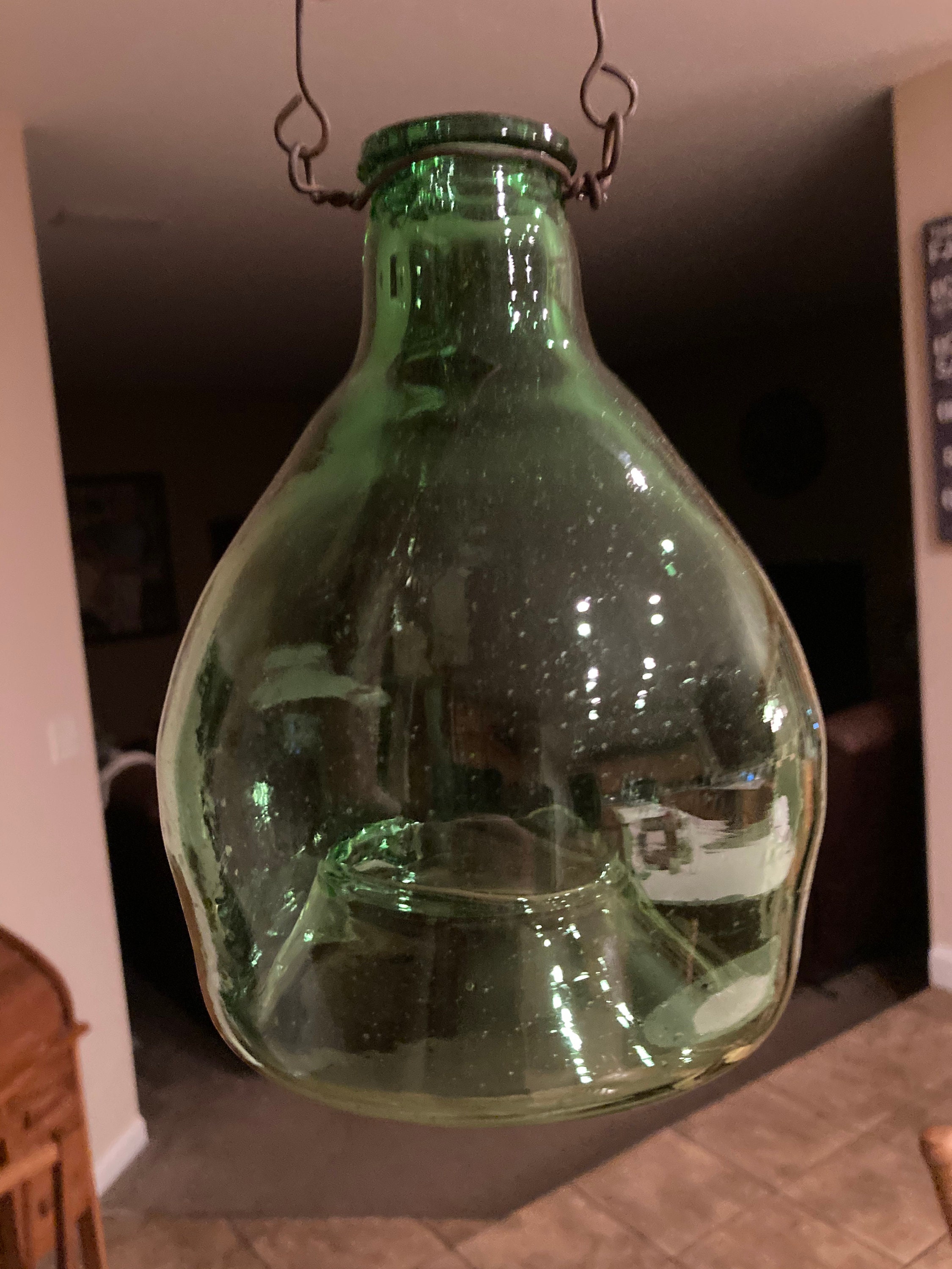Vintage Green Depression Glass Bug Catcher, Fly Trap