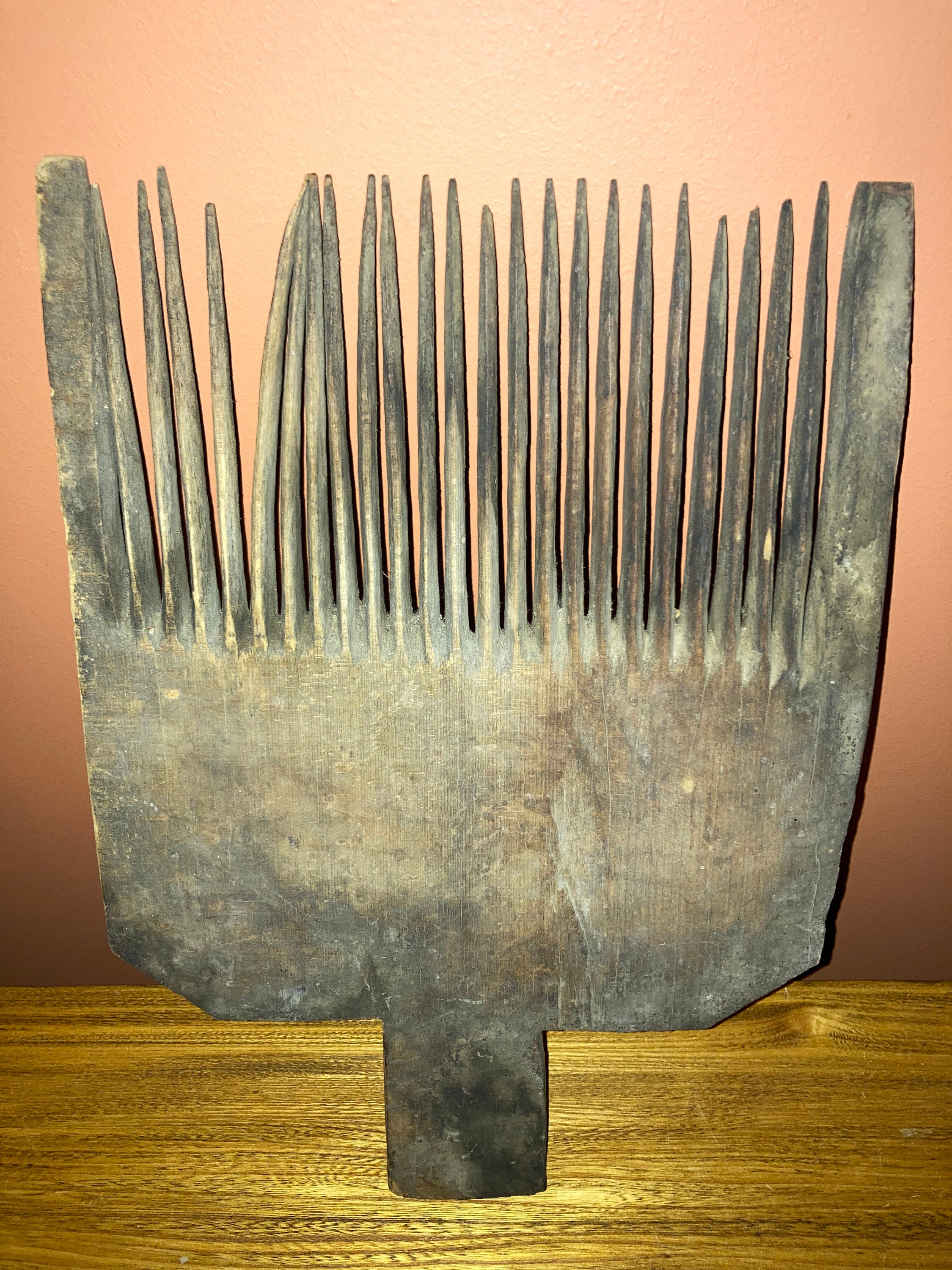 Antique Primitive 1-Piece Wooden Wool Carding Comb, 19th Century ...