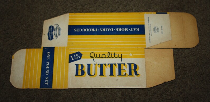 Vintage 1940 Waxed Butter Box Original Never Used Packaging - Etsy