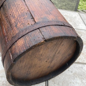Antique Country Primitive Staved Wooden Piggin Bucket With Metal Bands ...