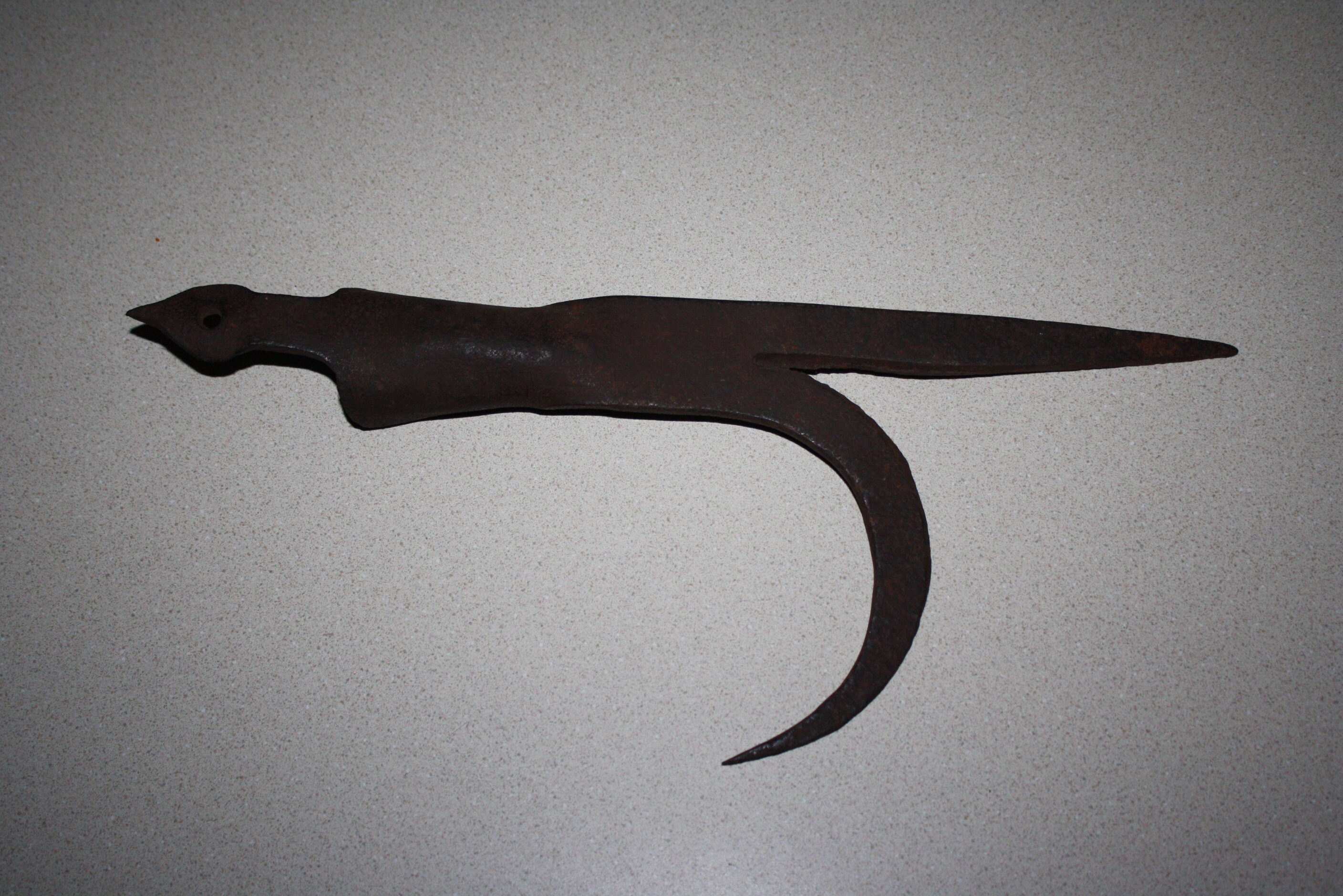 Antique Forged Iron Fireman's Pike Tool; Old, Primitive Firefighting Hook