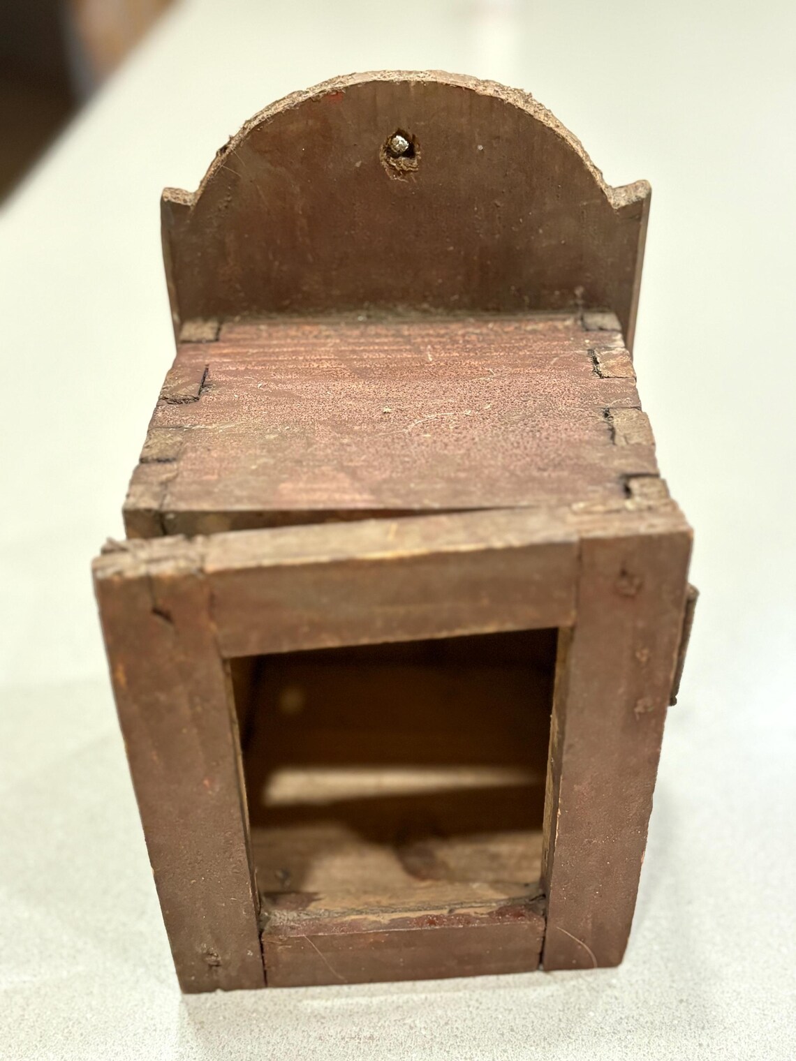 Antique Country Primitive Wooden Clock Box With Old Paint; Hanging Wall ...