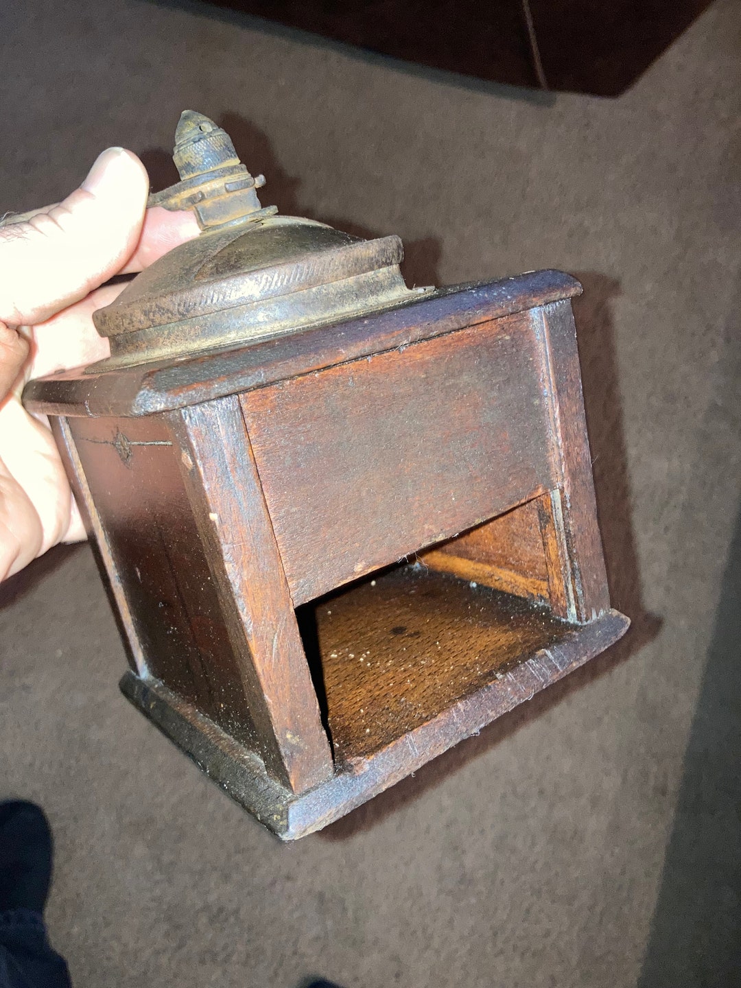 Antique Primitive Wooden Coffee Grinder; Old, Rustic, Country Coffee ...