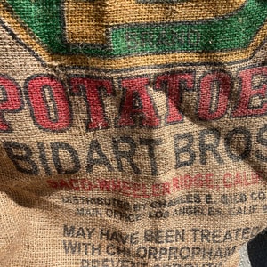 Vintage California Big B Potatoes Burlap Sack, Bidart Bros. Saco ...