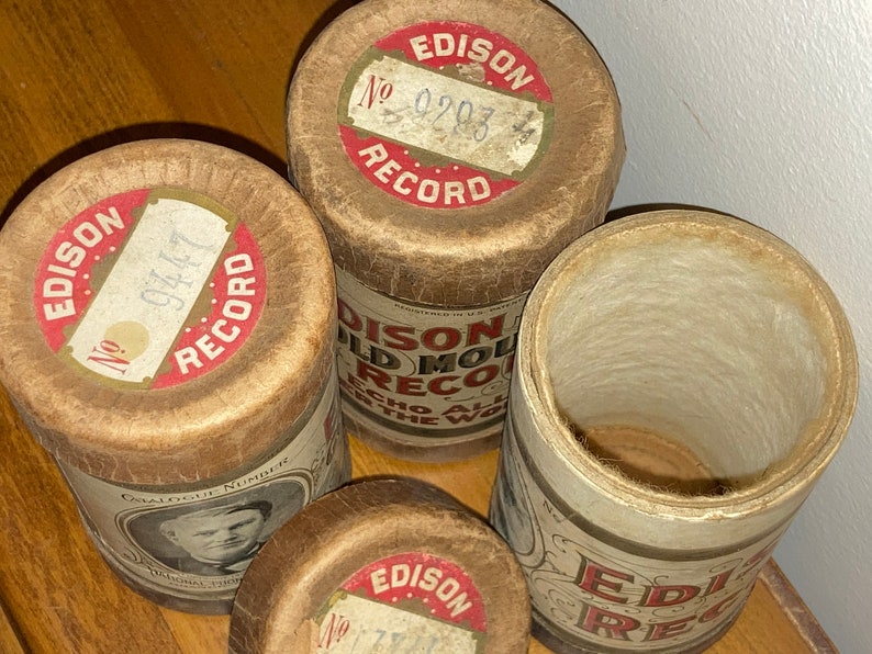 Original Early 1900s Edison Cylinder Record Cases; Advertising Boxes ...