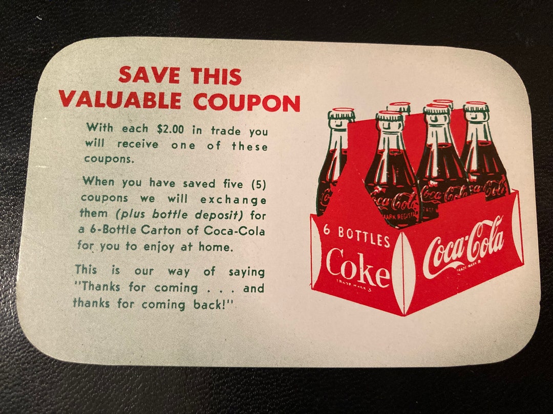 Vintage Coca Cola Carton Coupon Card; New Old Stock, 1960s Coke ...