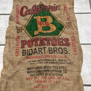 Vintage California Big B Potatoes Burlap Sack, Bidart Bros. Saco ...