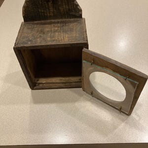 Antique Primitive Wooden Clock Box in Old Green Paint With Carved ...