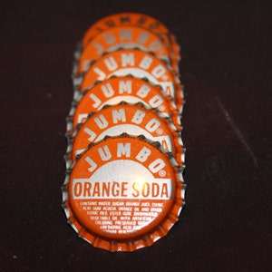 Lot of 6 Vintage JUMBO ORANGE SODA Bottle Caps, Unused, Double Cola Co ...