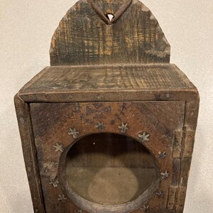 Antique Primitive Wooden Clock Box in Old Green Paint With Carved ...