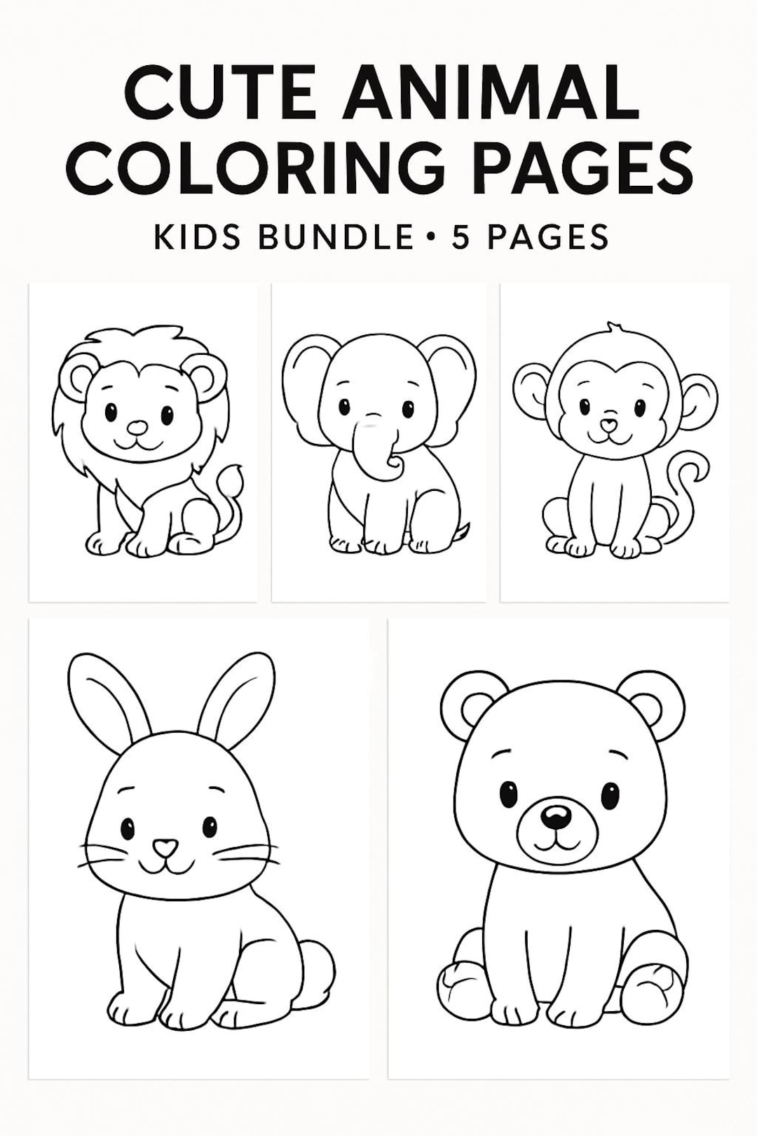 Cute Animal Coloring Pages Bundle for Kids – Printable Coloring Pages ...