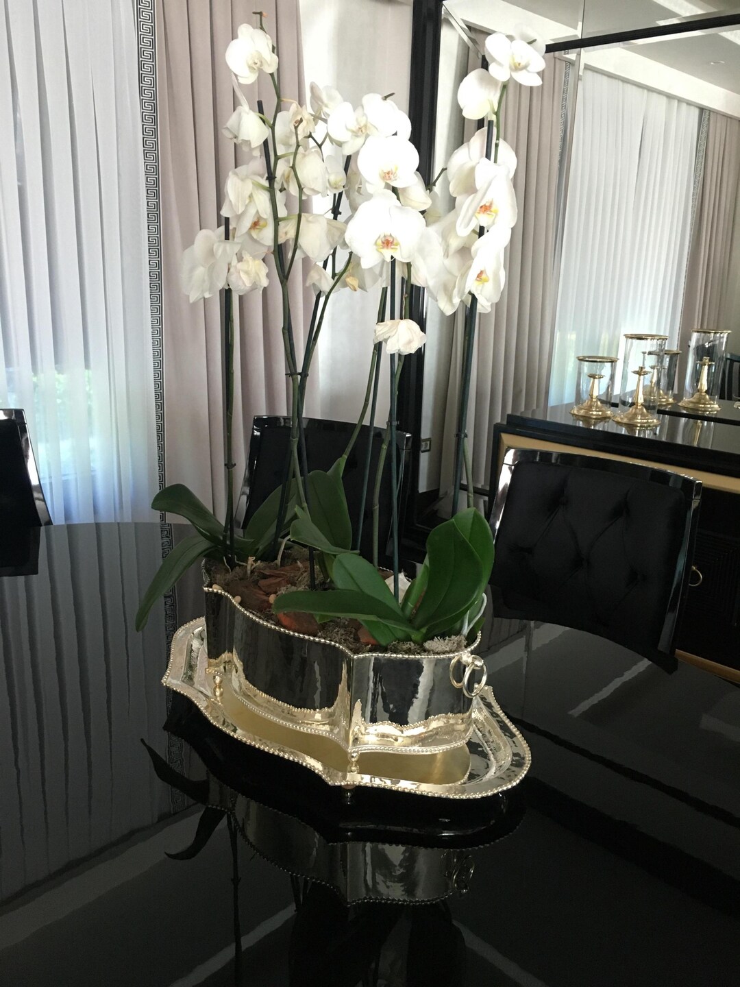 Flower Arrangement Pot, Large Silver Plated Pot, Handmade Ornate Brass ...
