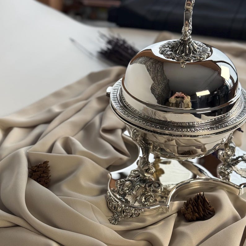 Silver Plated Caviar Server Elegant Appetizer Stand With Lidded Bowls ...