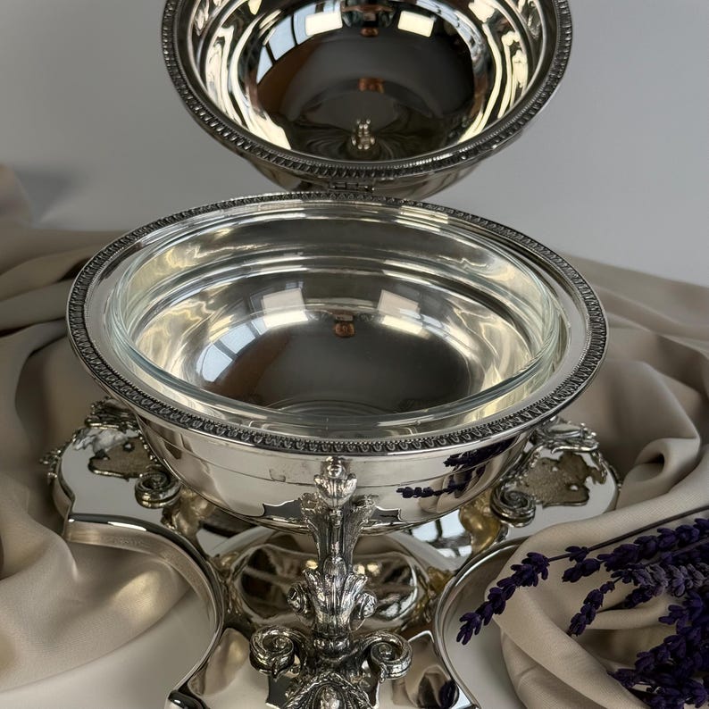 Silver Plated Caviar Server Elegant Appetizer Stand With Lidded Bowls ...