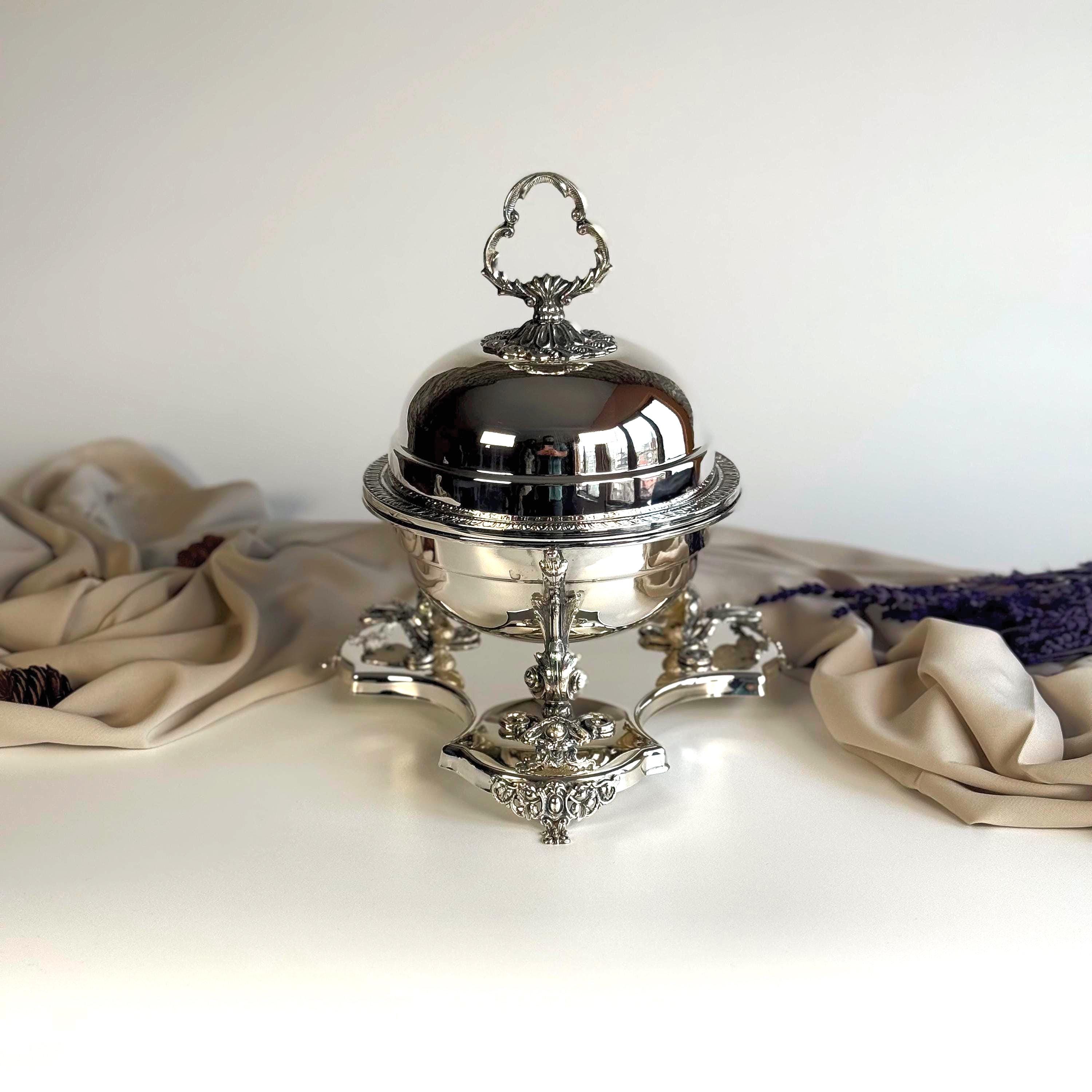 Silver Plated Caviar Server Elegant Appetizer Stand With Lidded Bowls ...