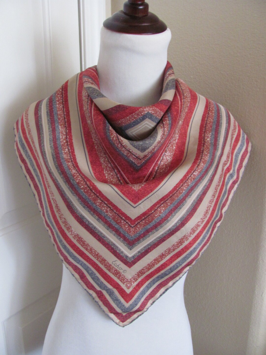 Echo // Beautiful Ivory Rust Silk Scarf // 26 Inch 66cm Square // 1200 ...