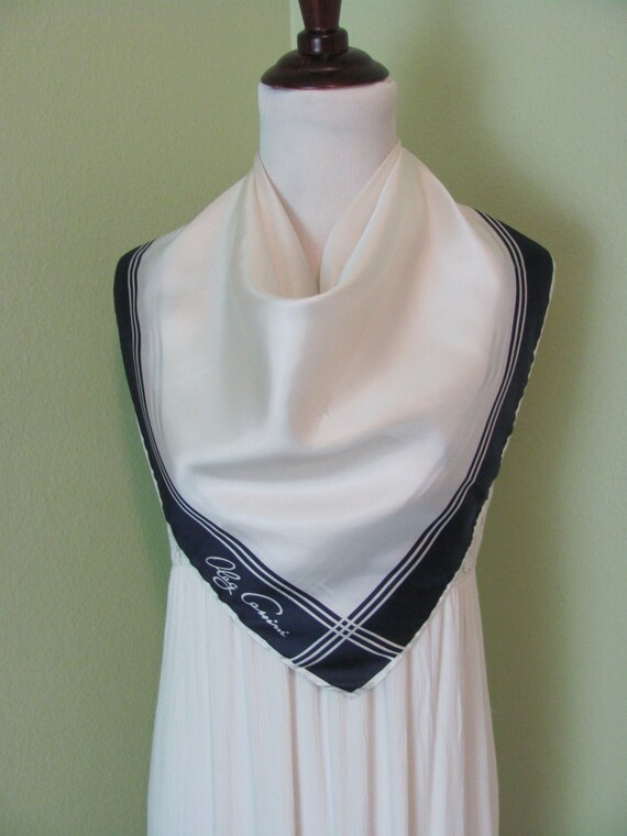 Oleg Cassini // Designer Beautiful White Blue Vintage… - Gem