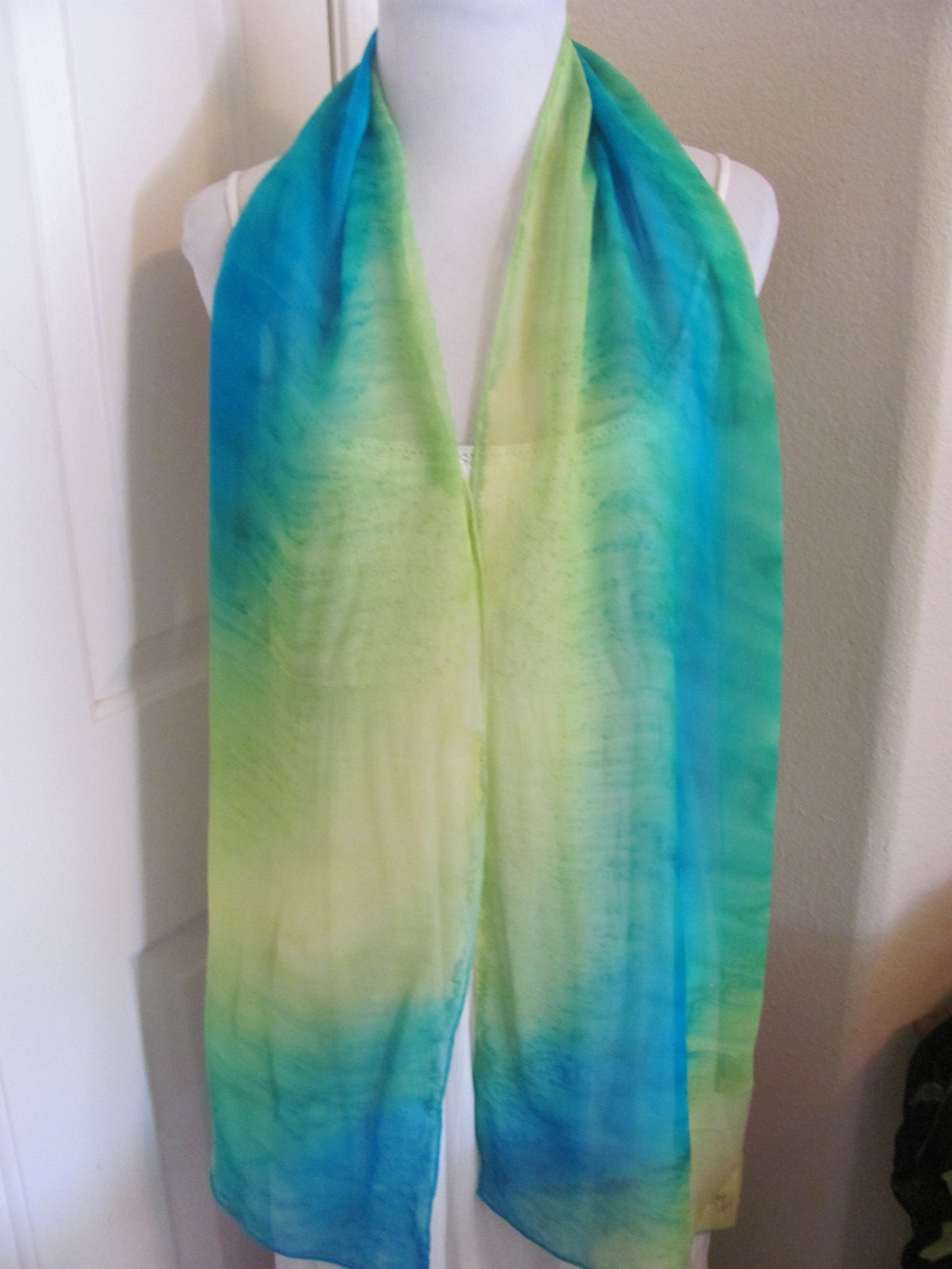 Joy // Lovely Yellow Green Handmade Hand Dyed Silk Scarf // 13" X 62 ...