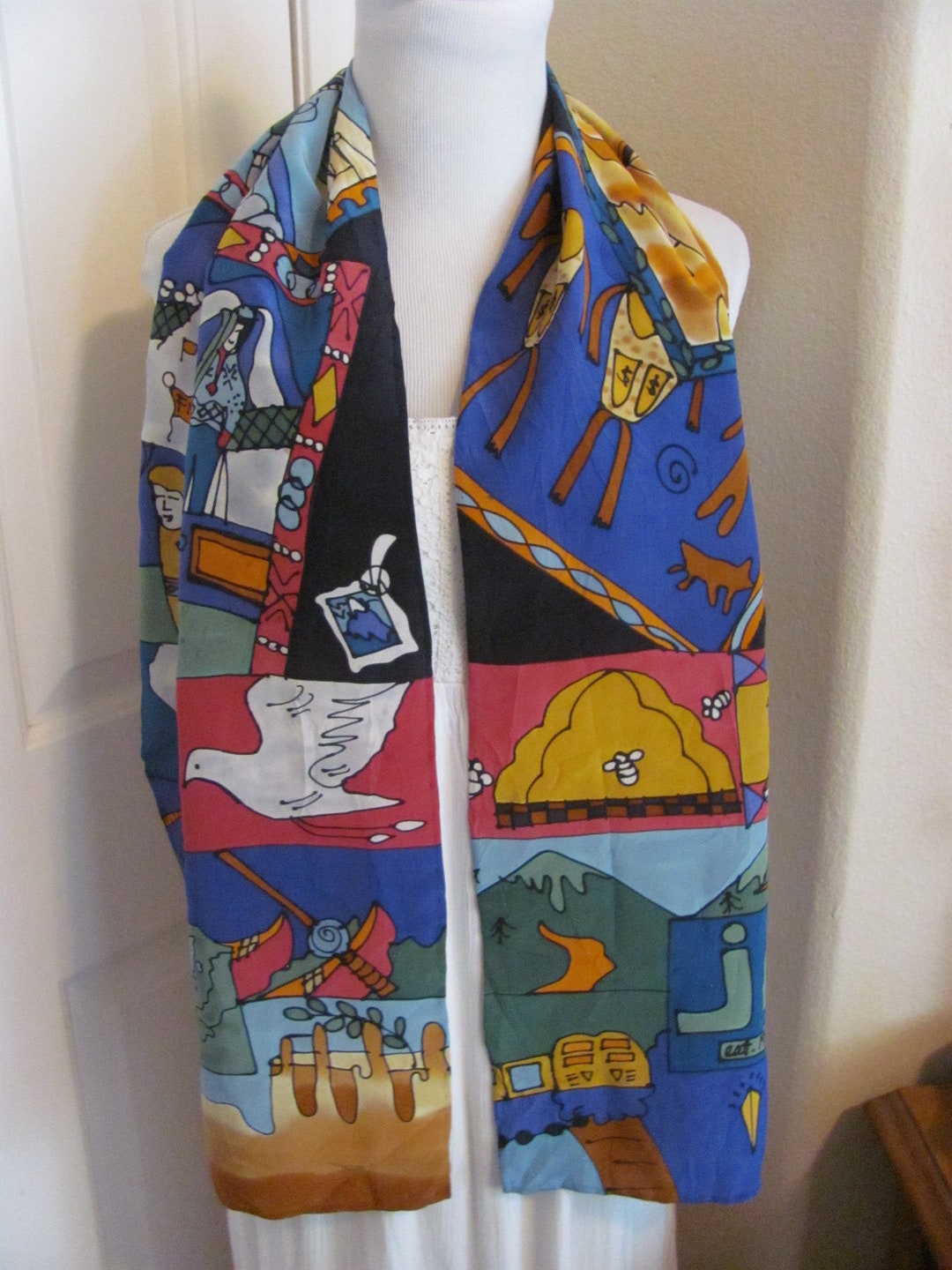 Alison Abbott // Lovely Colorful Hand Painted Soft Silk Scarf // 12" X ...