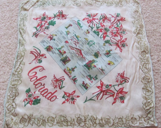 Vintage Silk Colorado State Map Souvenir Scarf 17 X 17 Square - Etsy