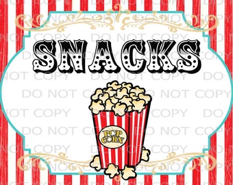 Printable Vintage Circus Popcorn Poster Sign 20x30 | Etsy