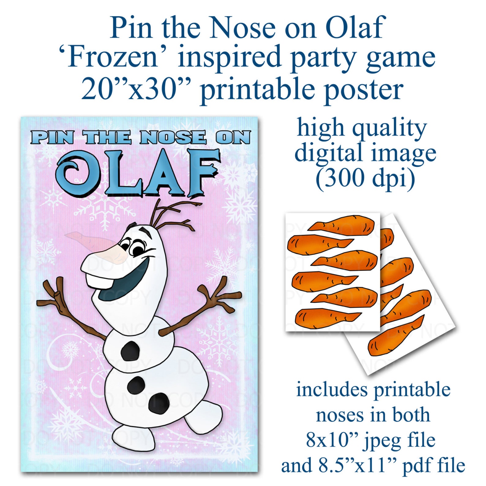Printable DIY Pin the Nose on the Snowman Game Party Poster | Etsy