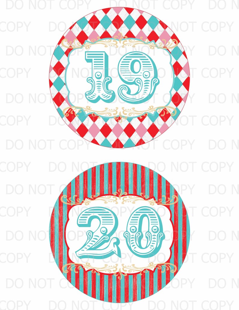 Printable Diy Vintage Circus Table Numbers 17 Through 26 - INSTANT ...