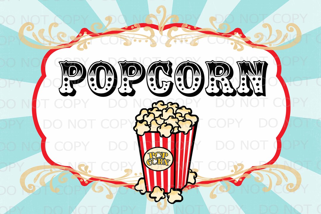 Printable Vintage Circus Popcorn Poster Sign 20"x30" - INSTANT DOWNLOAD ...