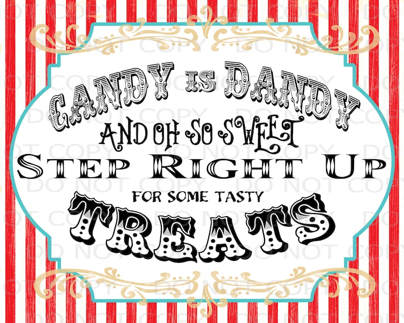 Printable DIY Vintage Circus Candy Treat Station Sign - Etsy