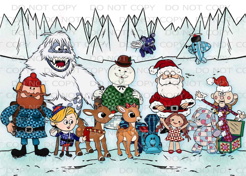 Printable Christmas Rudolph Inspired Characters Card 9"x6.5" INSTANT ...
