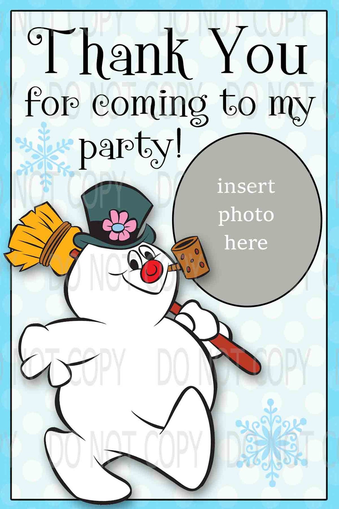 Printable Frosty the Snowman Theme Thank You Card - Personalized With ...