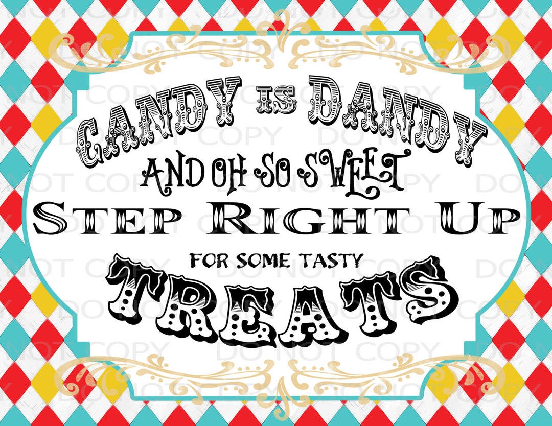 Printable DIY Candy is Dandy Circus Poster 23.4" X 33.1" (A1 Paper Size ...