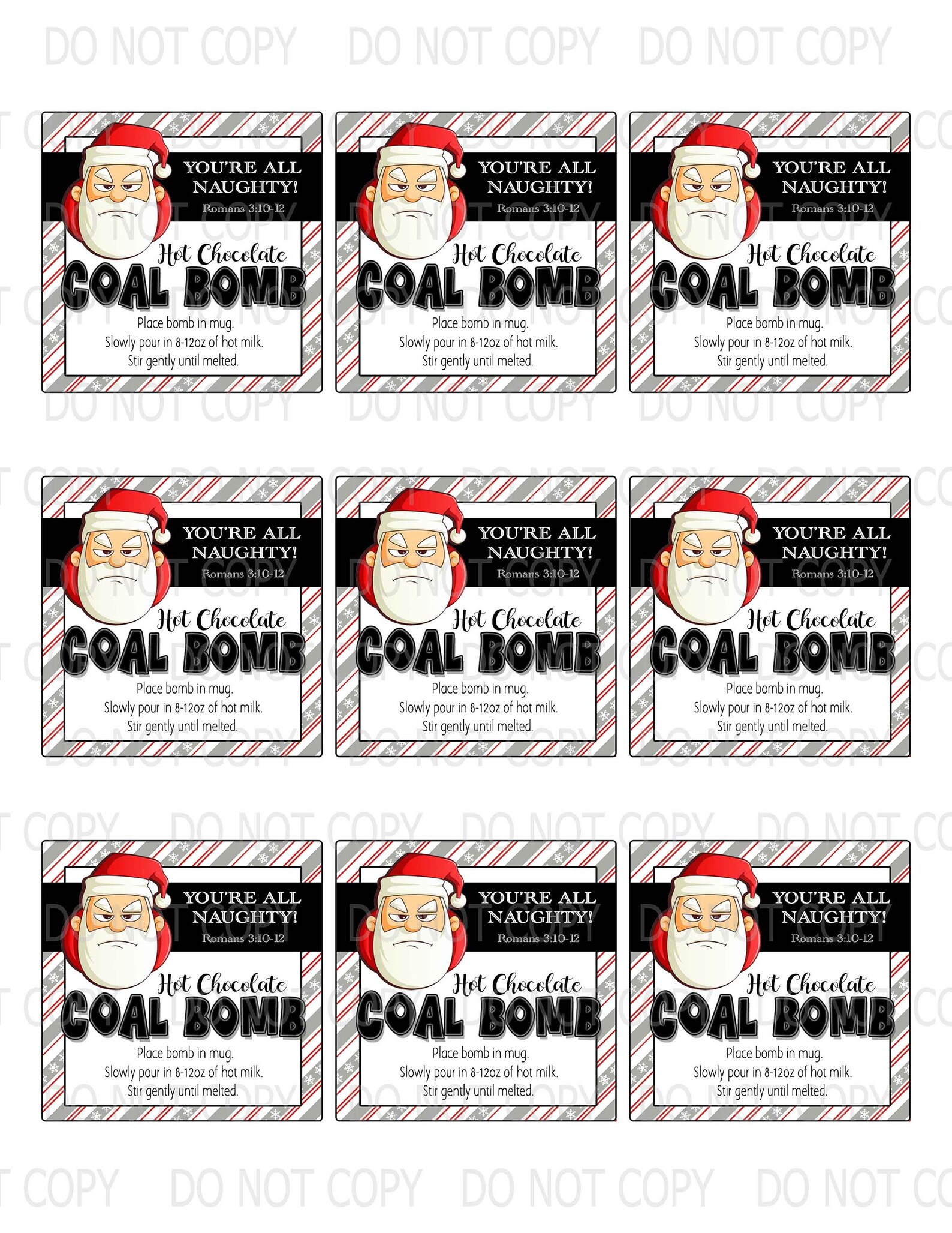 Printable Hot Cocoa Chocolate Christmas Santa Coal Tags - INSTANT ...