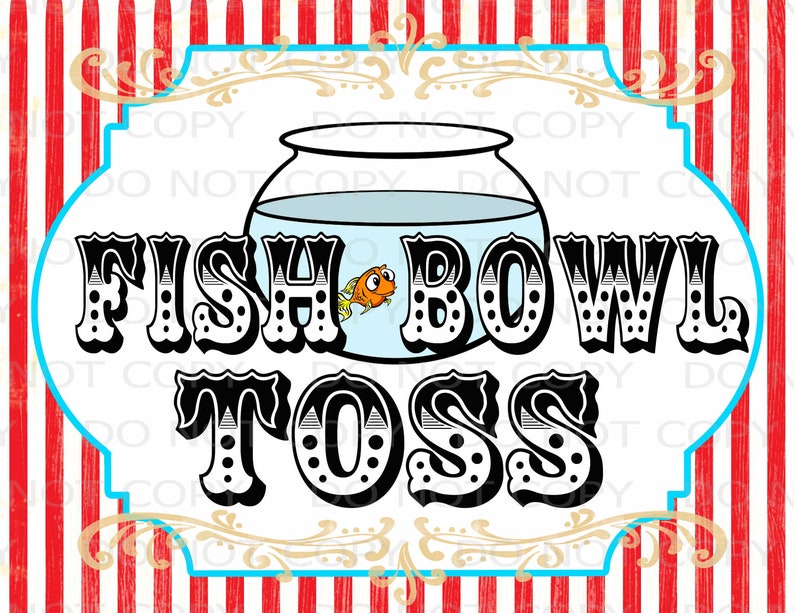Printable DIY Vintage Circus Fish Bowl Toss Sign - 8.5" X 11" INSTANT ...