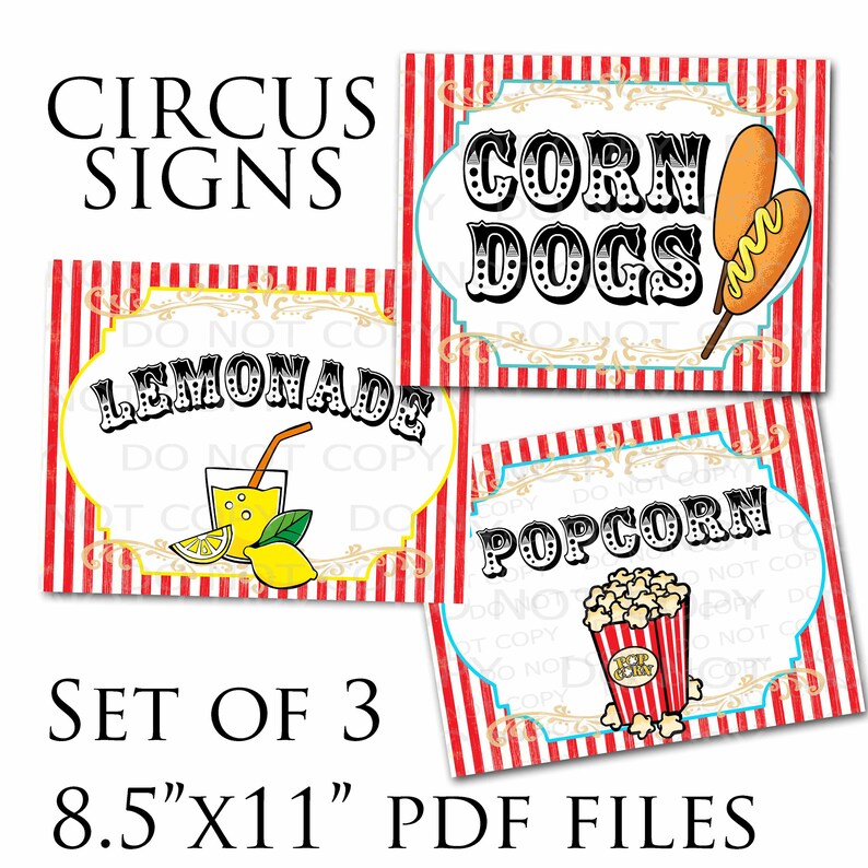 Printable Vintage Circus Popcorn Lemonade and Corn Dogs Sign - Etsy