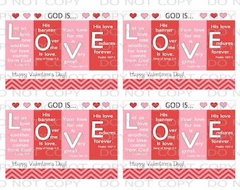 Printable God is Love Religious Christian Valentine Cards or | Etsy