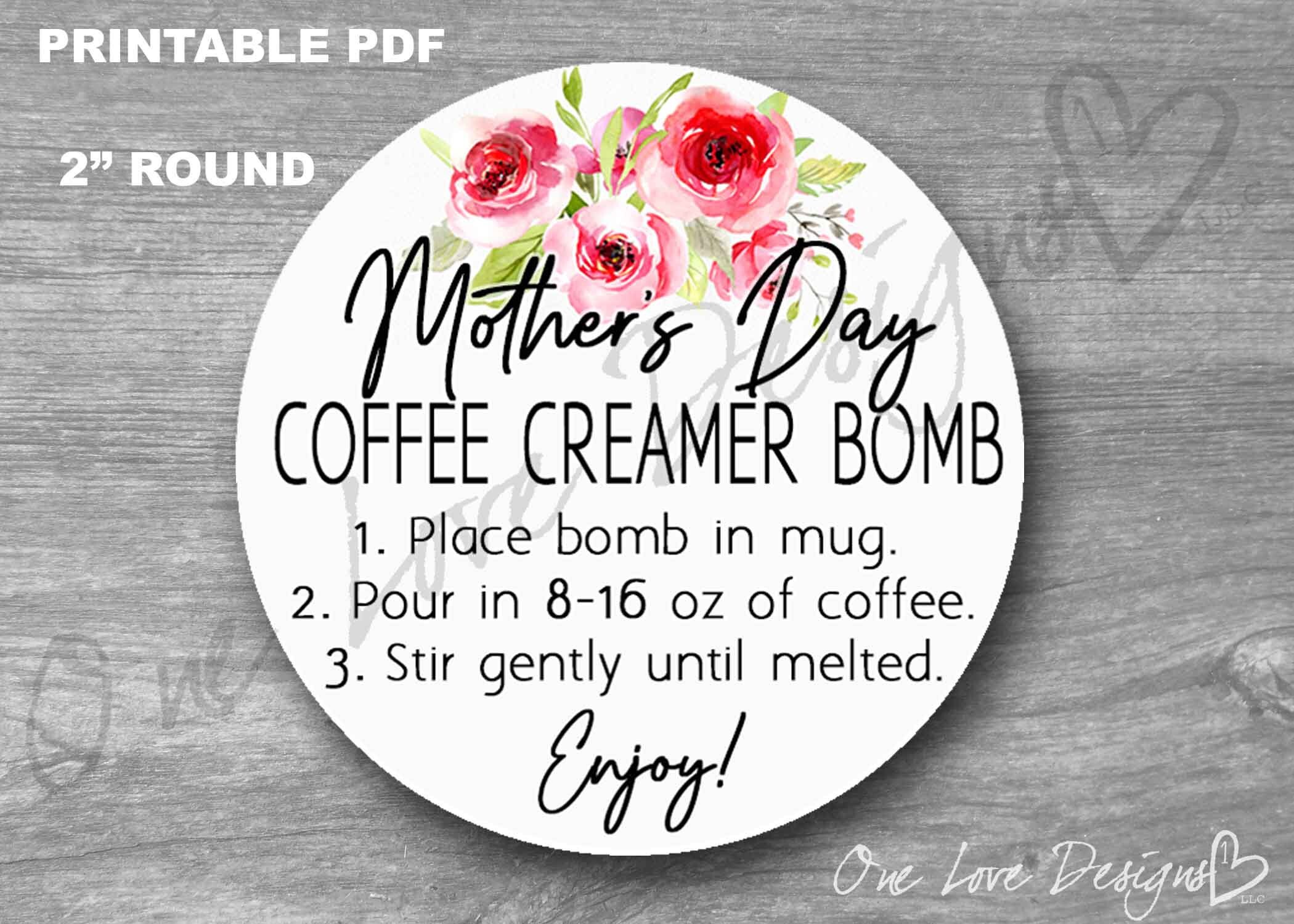Printable Chocolate Coffee Creamer Bomb Tags Mother's | Etsy