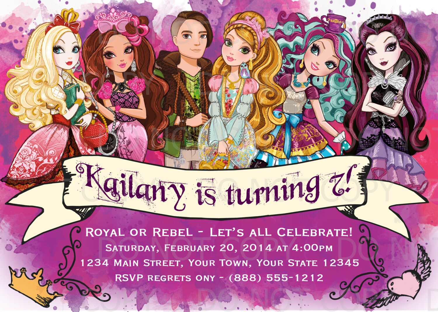 Printable DIY Royal Party Birthday Invitations - Etsy