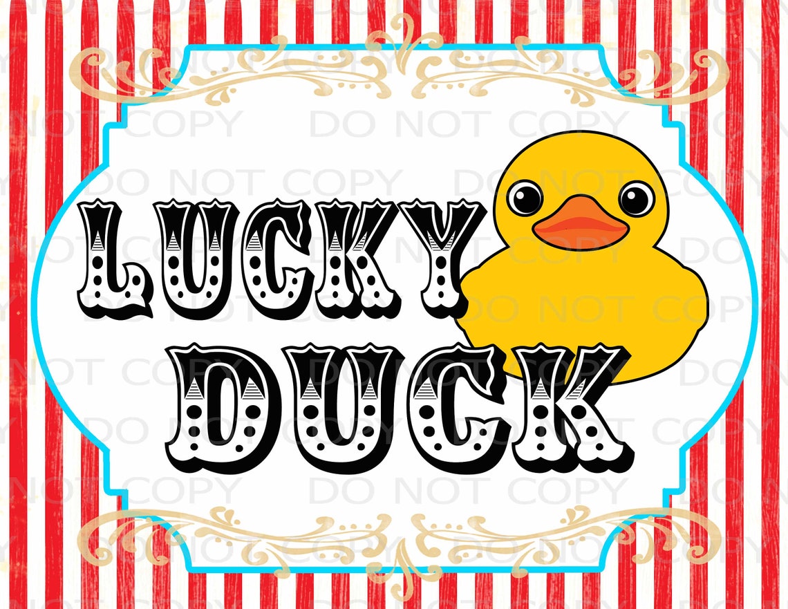Printable DIY Vintage Circus Lucky Duck Sign 8.5 X - Etsy
