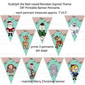 Printable DIY Rudolph Movie Inspired Party Banner Pennants - Etsy