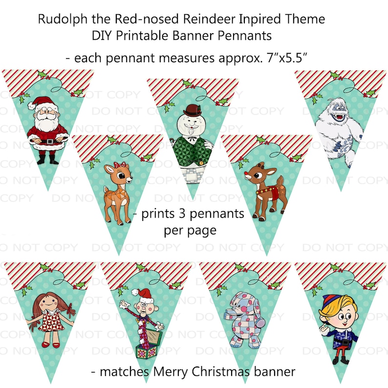 Printable DIY Rudolph Movie Inspired Party Banner Pennants - Etsy